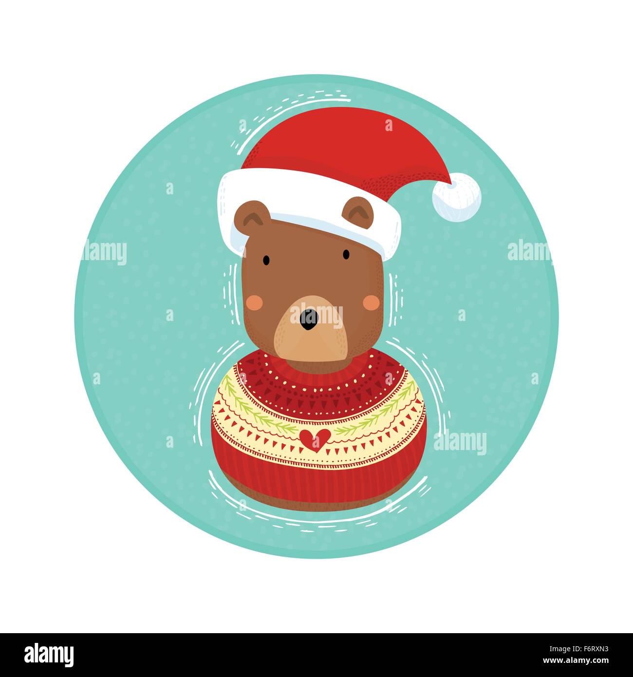 Vector Illustration of Bear Character in Christmas Sweater Stock Vector ...