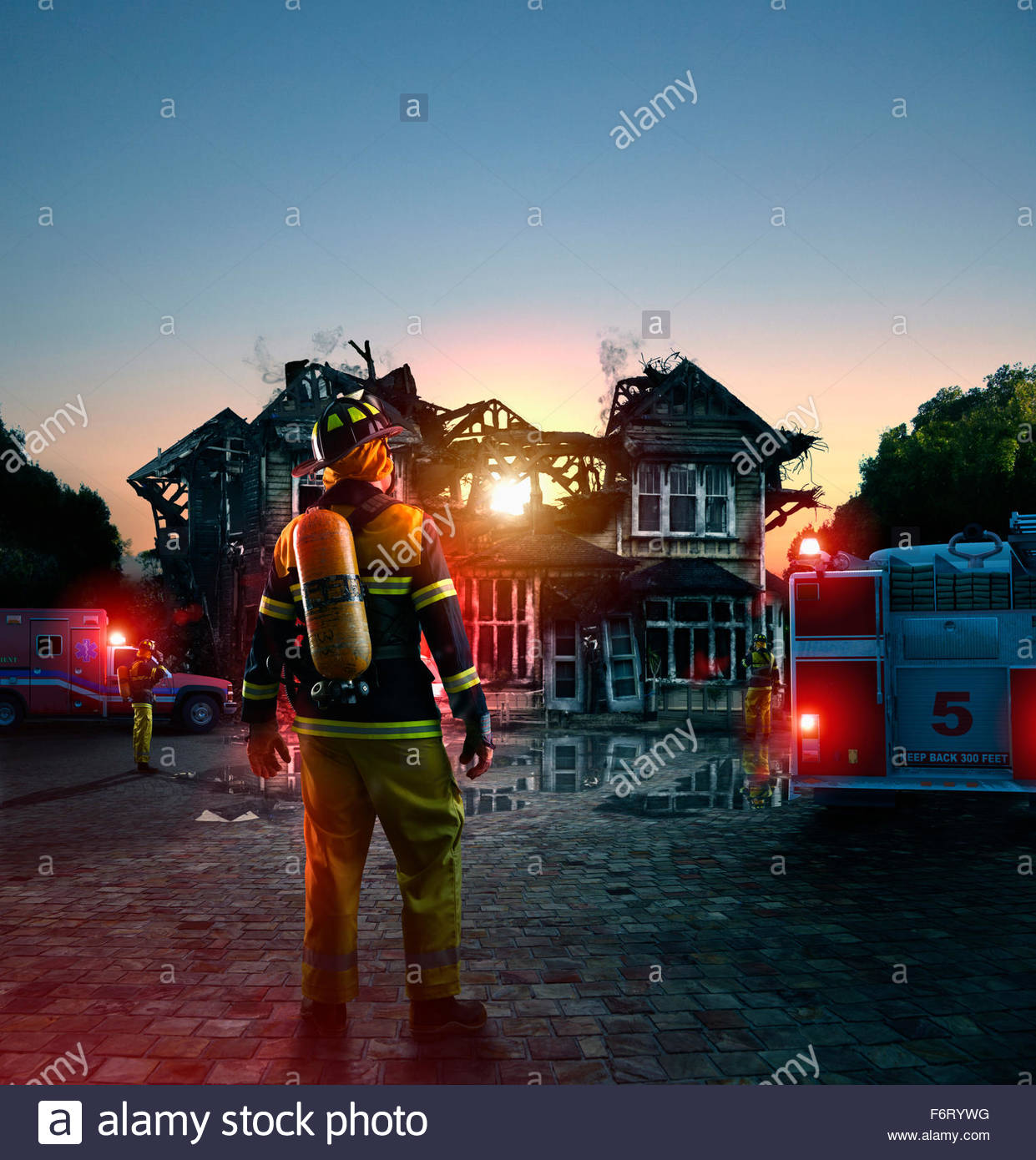 House Fire Firefighter High Resolution Stock Photography and Images - Alamy