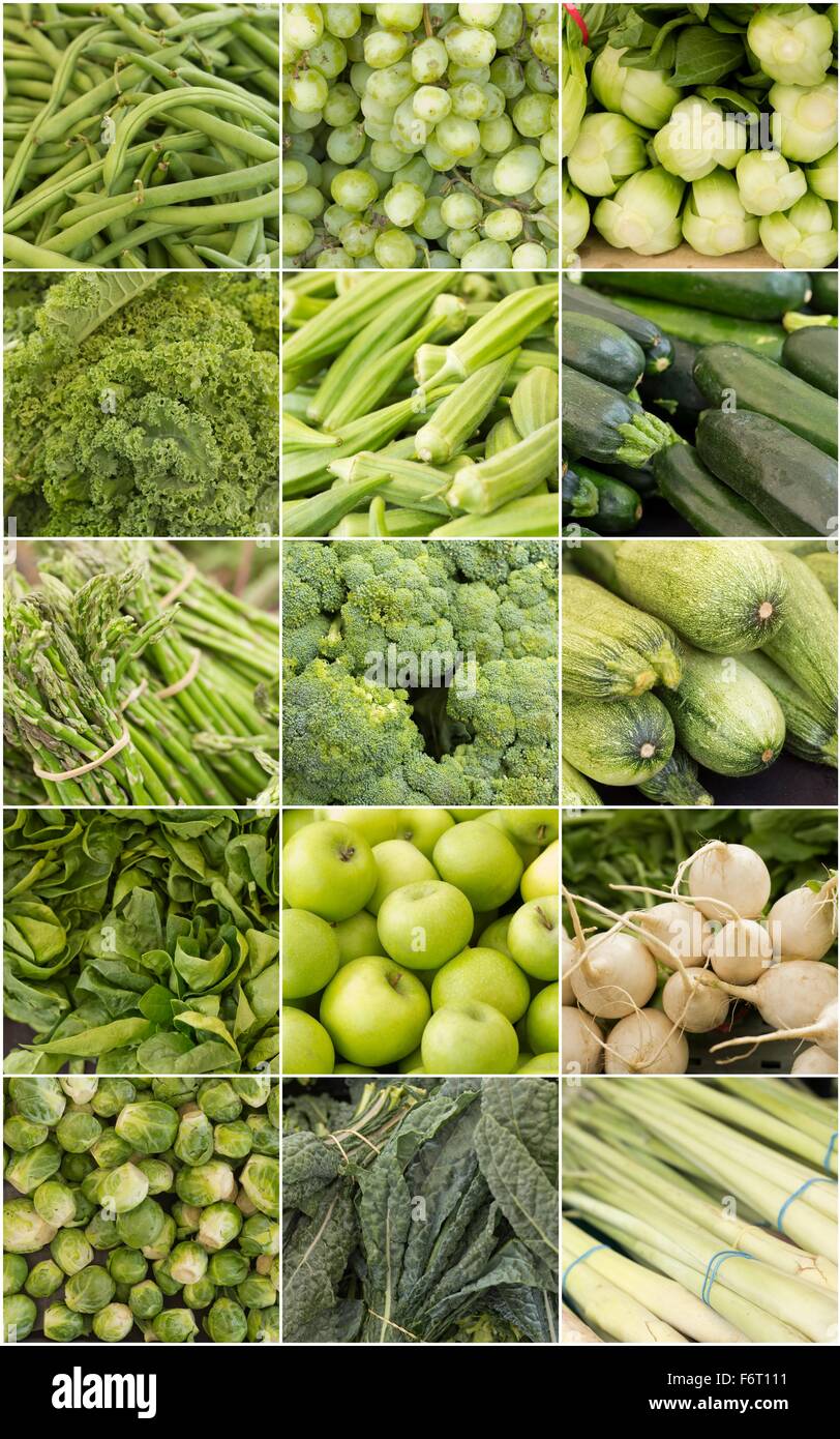 Variety of popular farmers market fruits and vegetables in produce ...