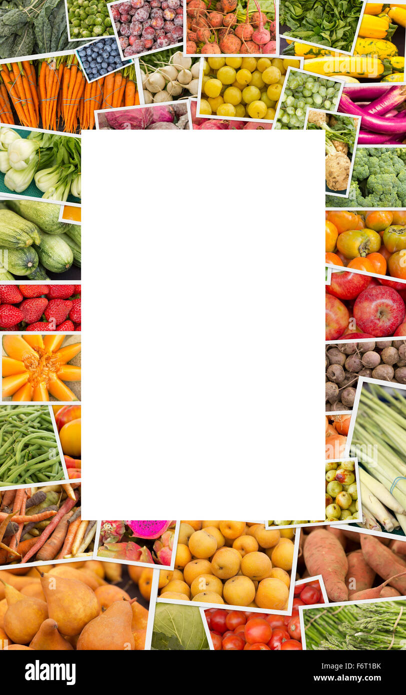 Variety of popular farmers market fruits and vegetables in produce ...