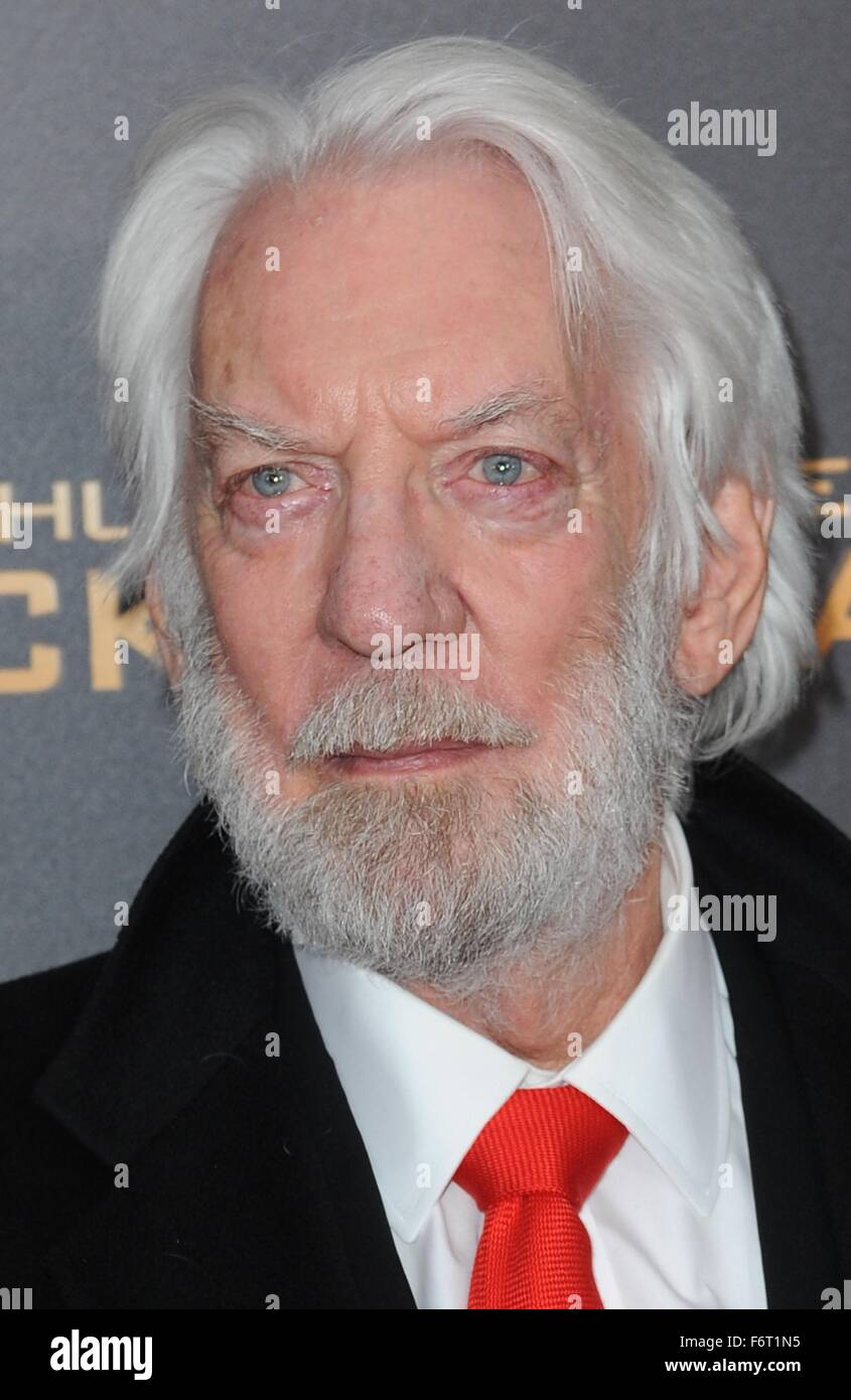New York, NY, USA. 18th Nov, 2015. Donald Sutherland at arrivals for ...
