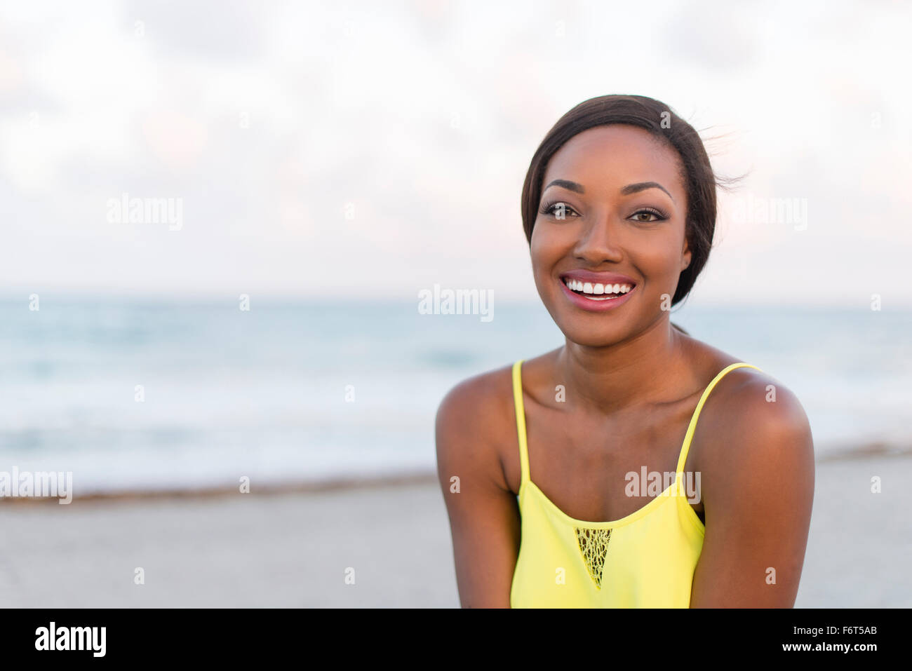 Young woman on the beach of the black sea coast hi-res stock ...