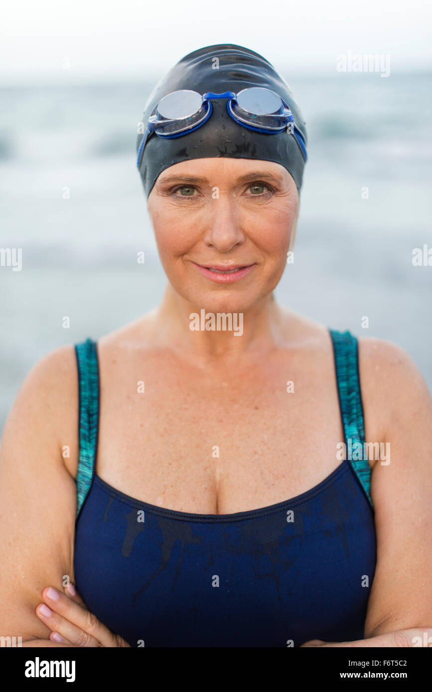 Mature woman swimming costume hi-res stock photography and images - Alamy