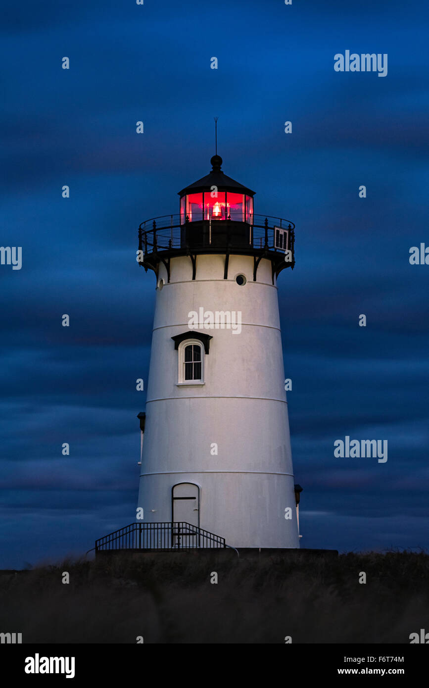 Edgartown Lighthouse at night, Martha's Vineyard, Massachusetts, USA ...