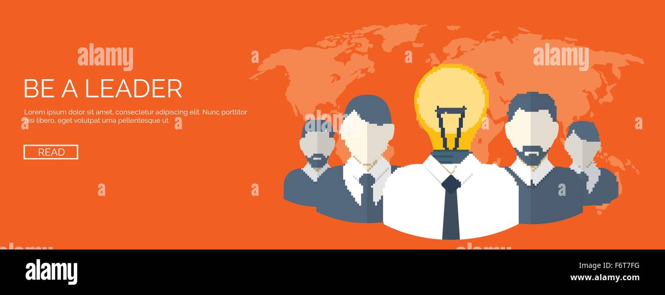 Flat vector illustration. Be a leader. Ideas generating. Creativity and ...