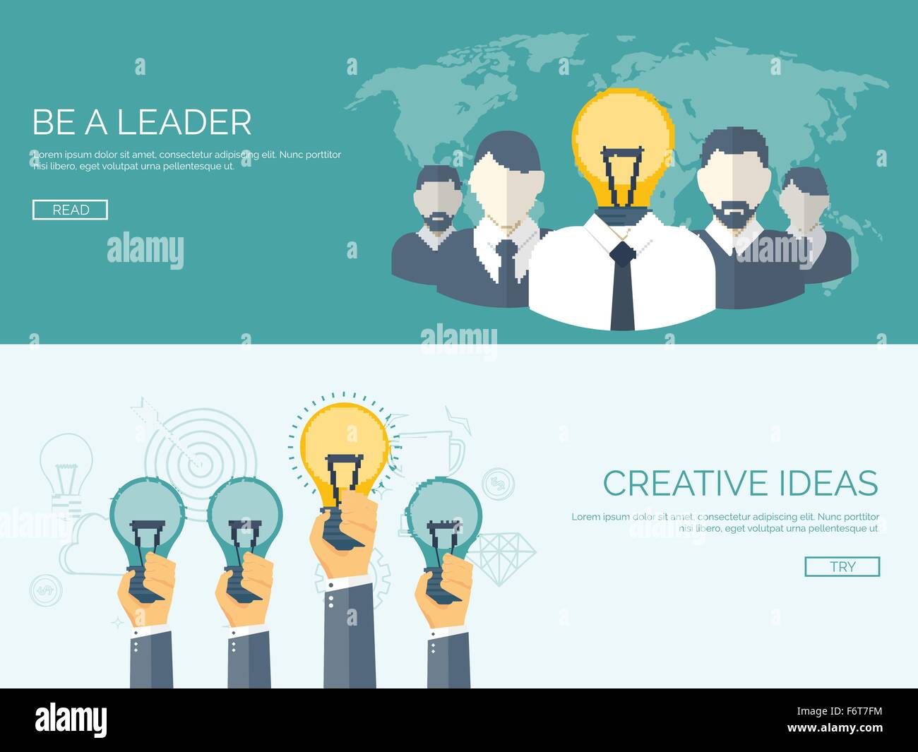 Flat vector illustration. Be a leader. Ideas generating. Creativity and ...