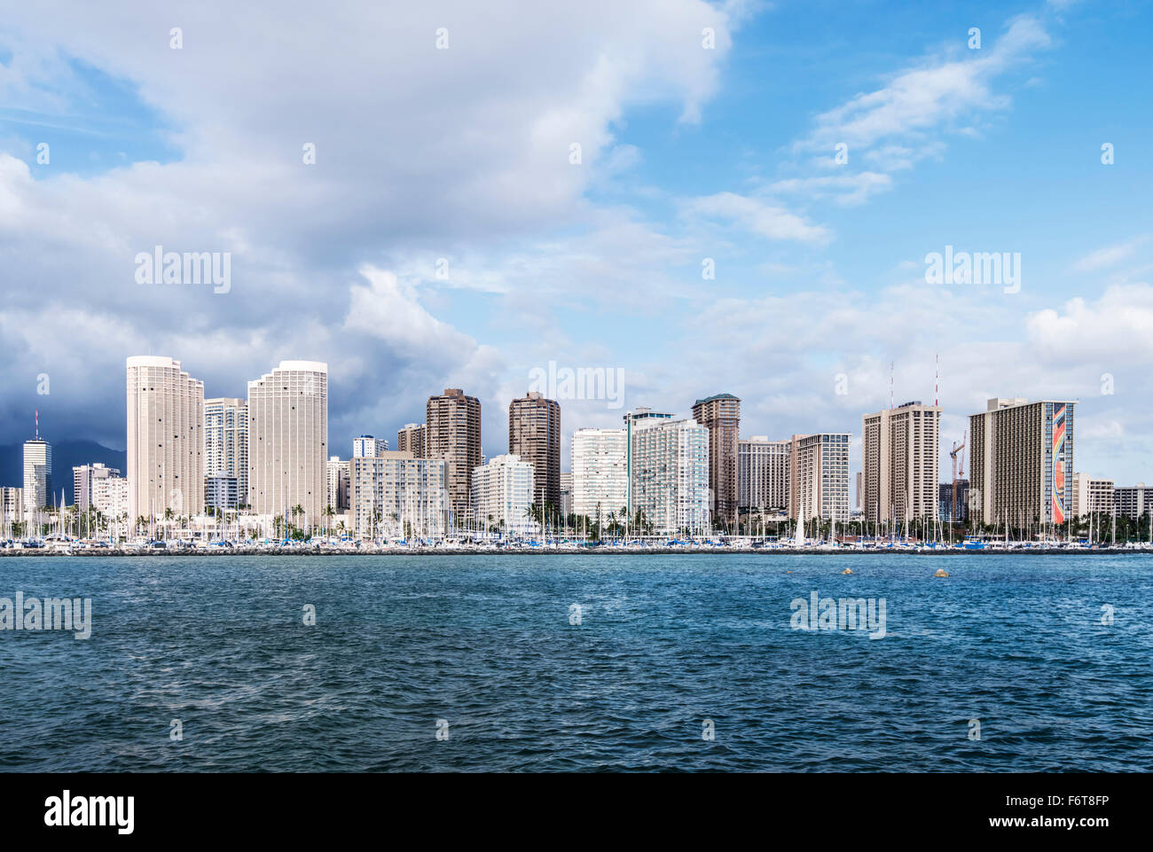 Honolulu city skyline over ocean, Hawaii, United States Stock Photo - Alamy