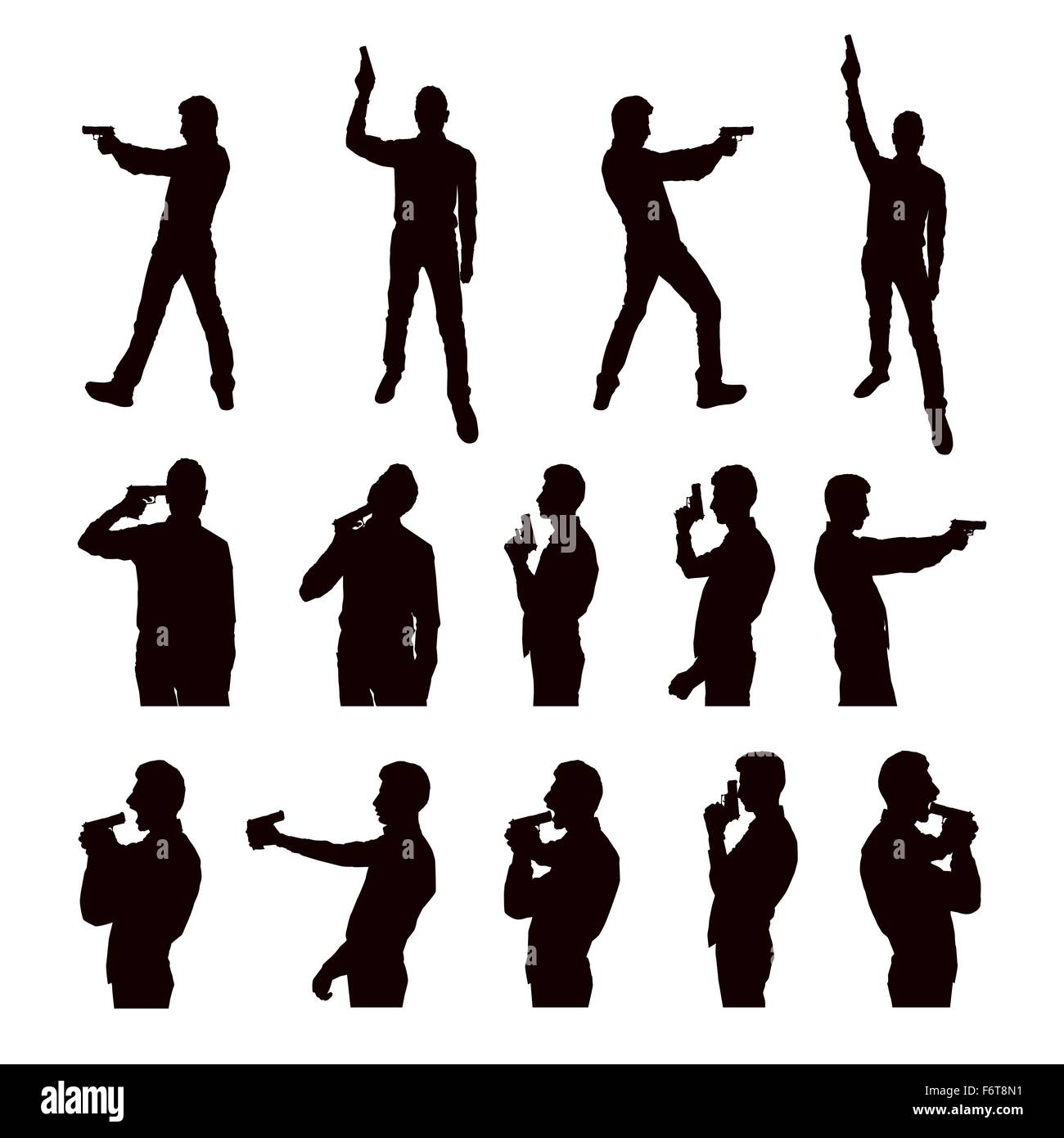 Silhouettes of person with the gun Stock Vector Image & Art - Alamy