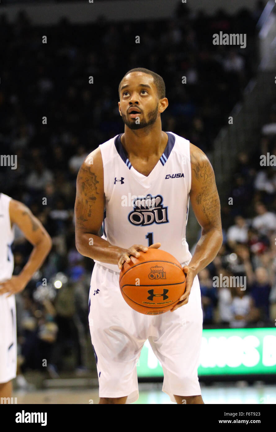 Norfolk, VA, USA. 18th Nov, 2015. Old Dominion Monarchs guard Aaron ...