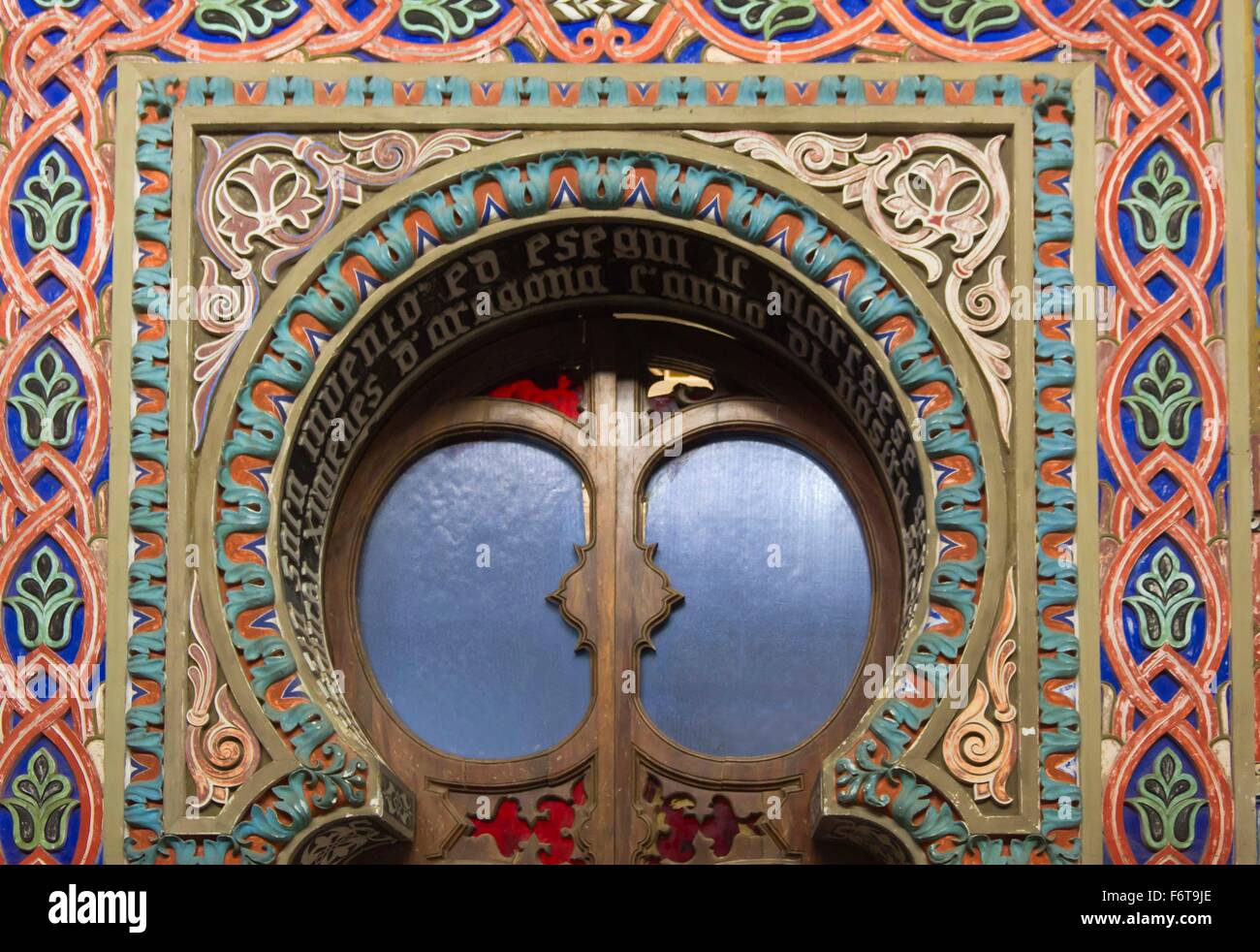REGGELLO, ITALY - MAY 2 2015: Doorway close up in the Sammezzano castle ...