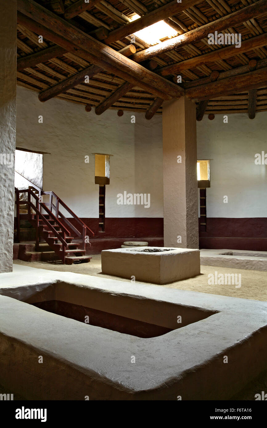 Interior of Great Kiva (reconstructed), Aztec Ruins National Monument ...