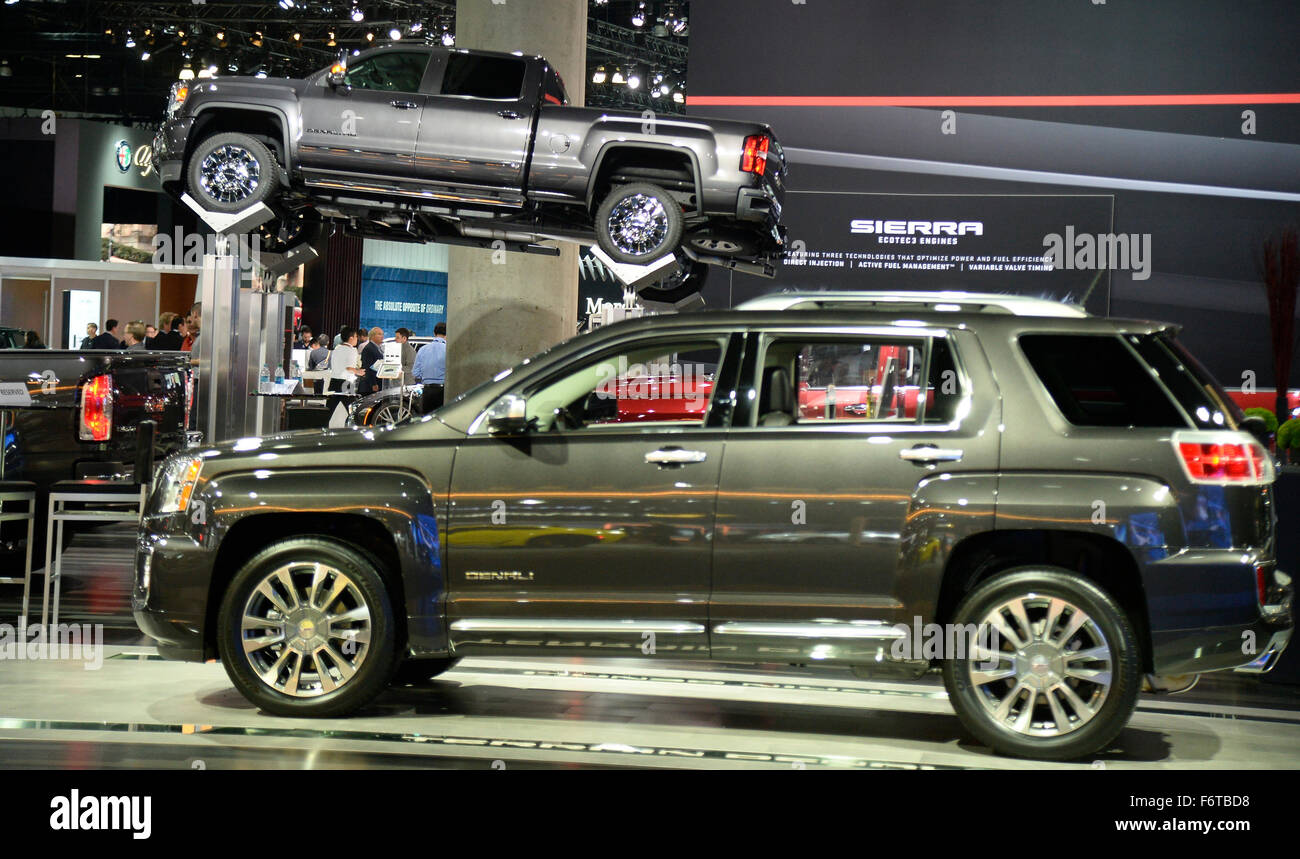 Los Angeles CA. 18th Nov, 2015. GMC shows their new Sierra SUV's ...