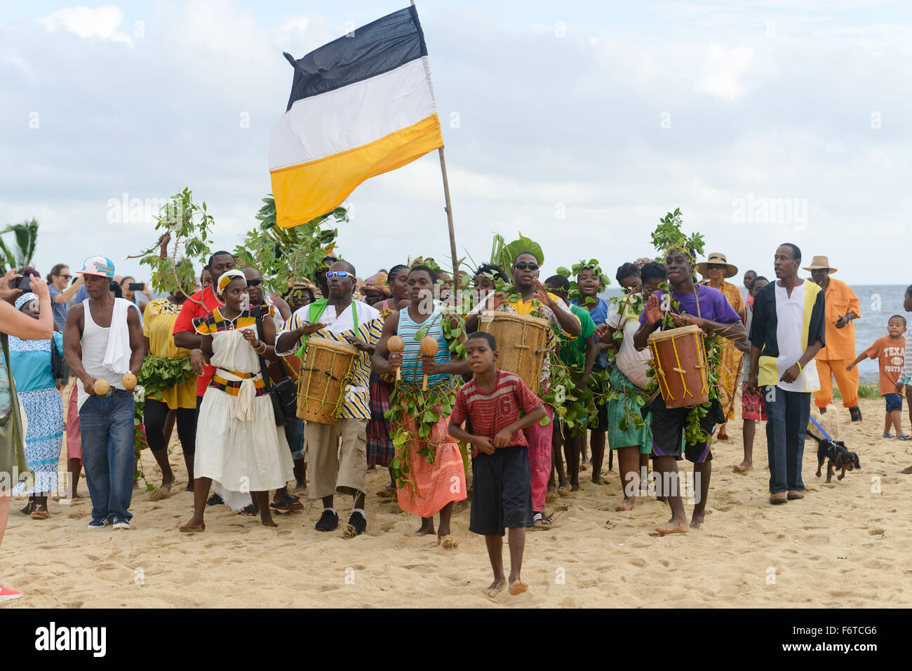 Hopkins Village, Belize, - November 19, 2015: The Garifuna people of ...