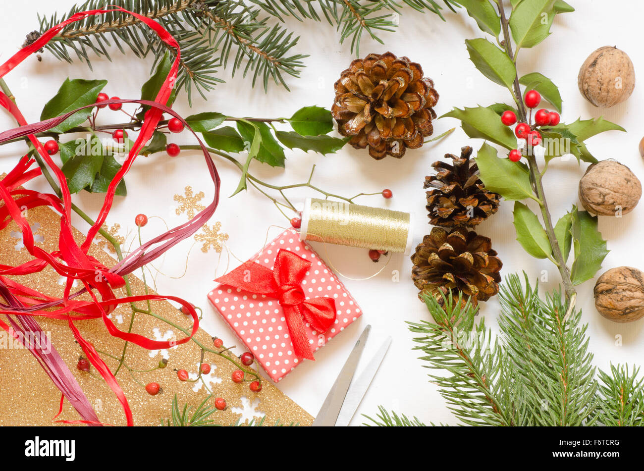 objects and plants for Christmas decorations Stock Photo - Alamy