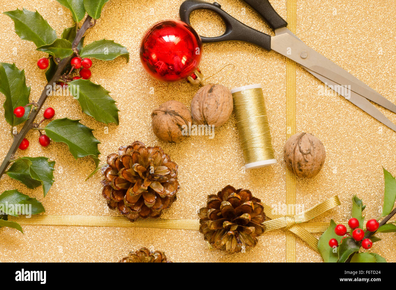 objects and plants for Christmas decorations Stock Photo - Alamy