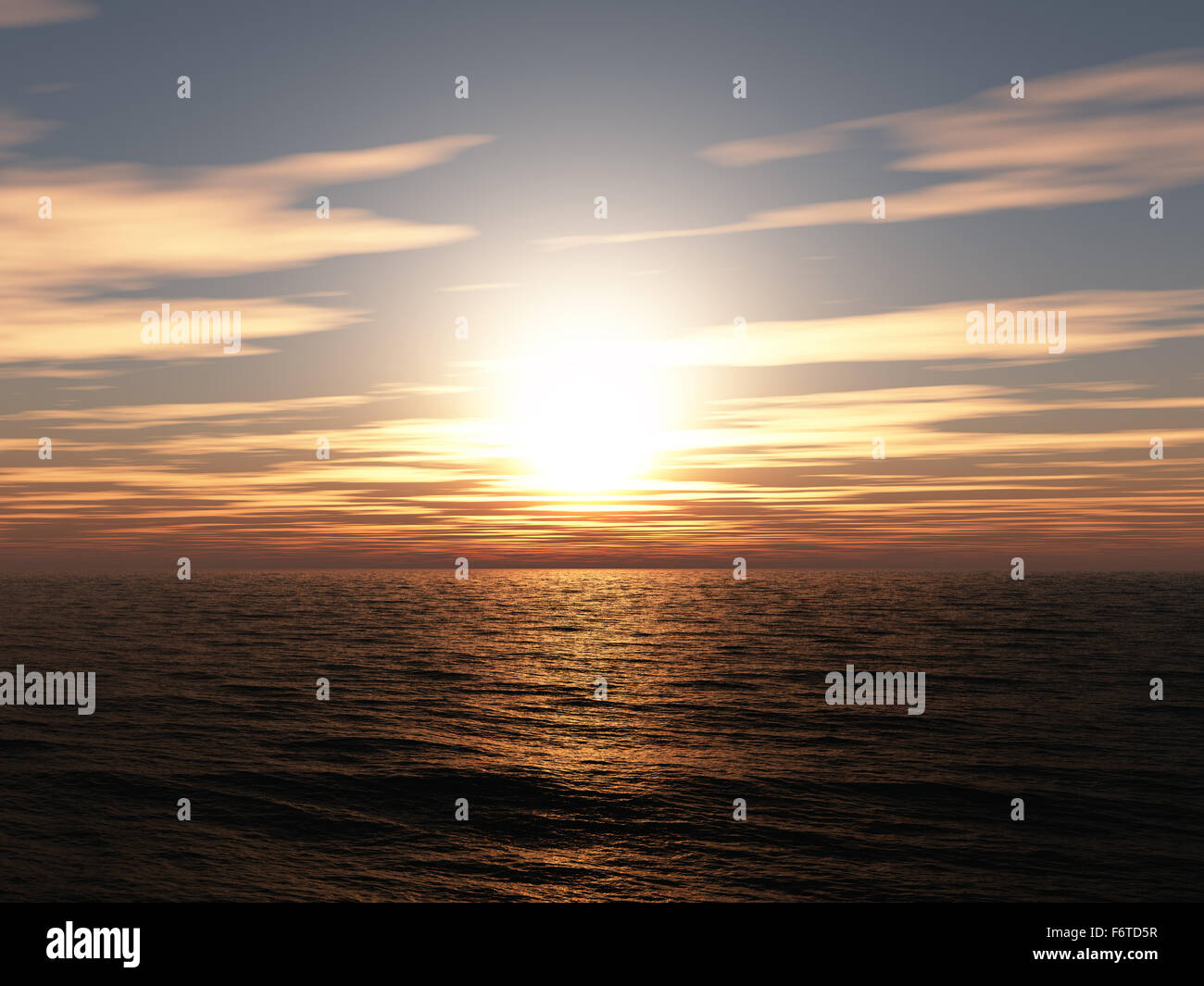 3d render sunset over ocean hi-res stock photography and images - Alamy