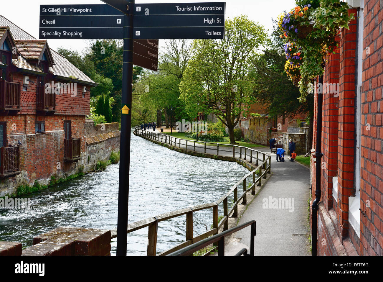 Riverwalk, River Itchen in the City of Winchester. Hampshire. England ...