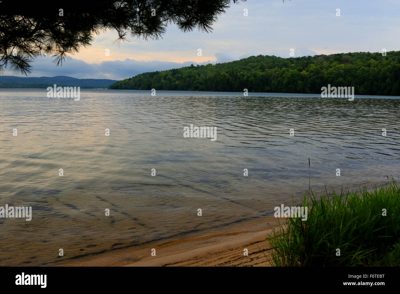 Grand Island beach at sunset on Lake Superior across from Pictured ...