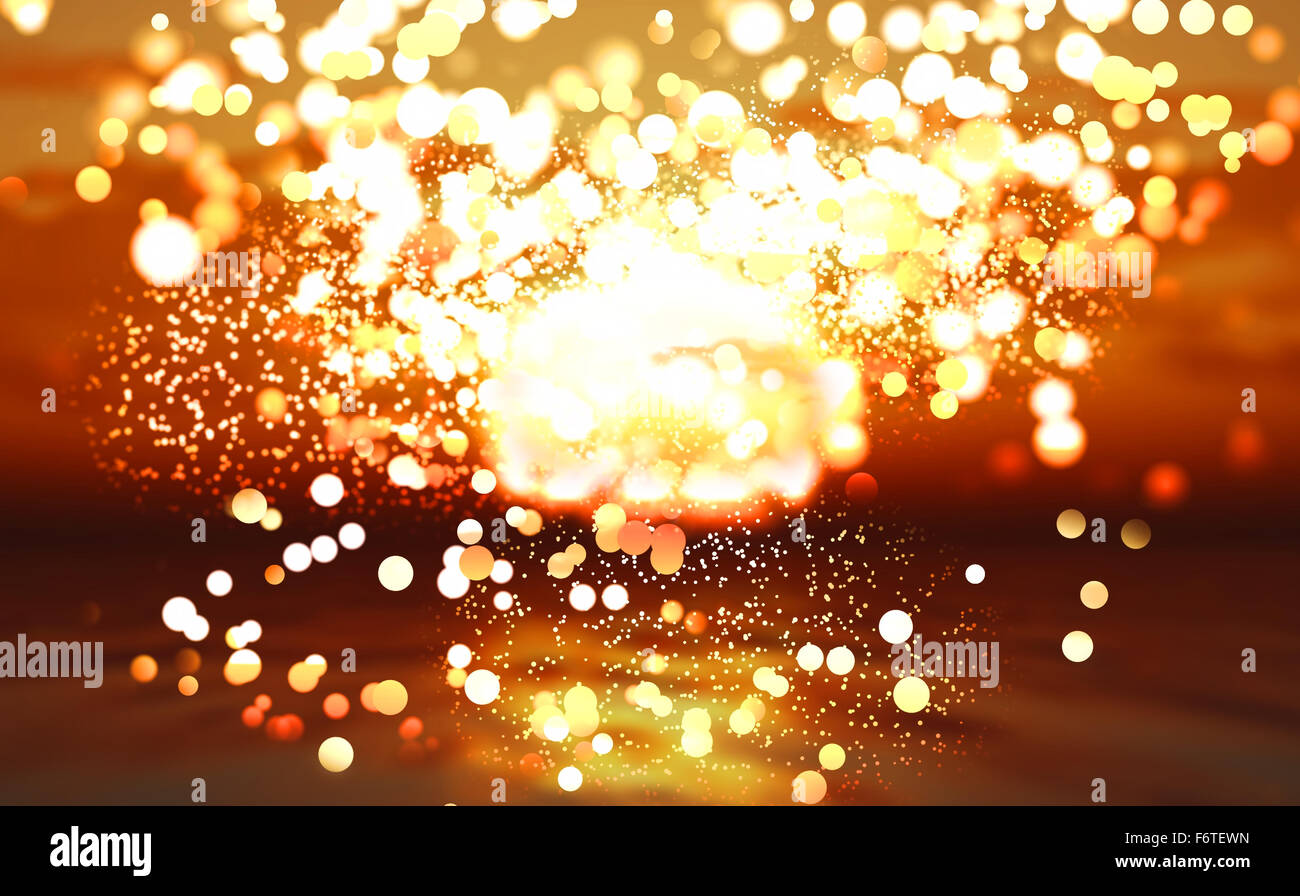 Abstract background of a sunset ocean with bokeh lights Stock Photo - Alamy