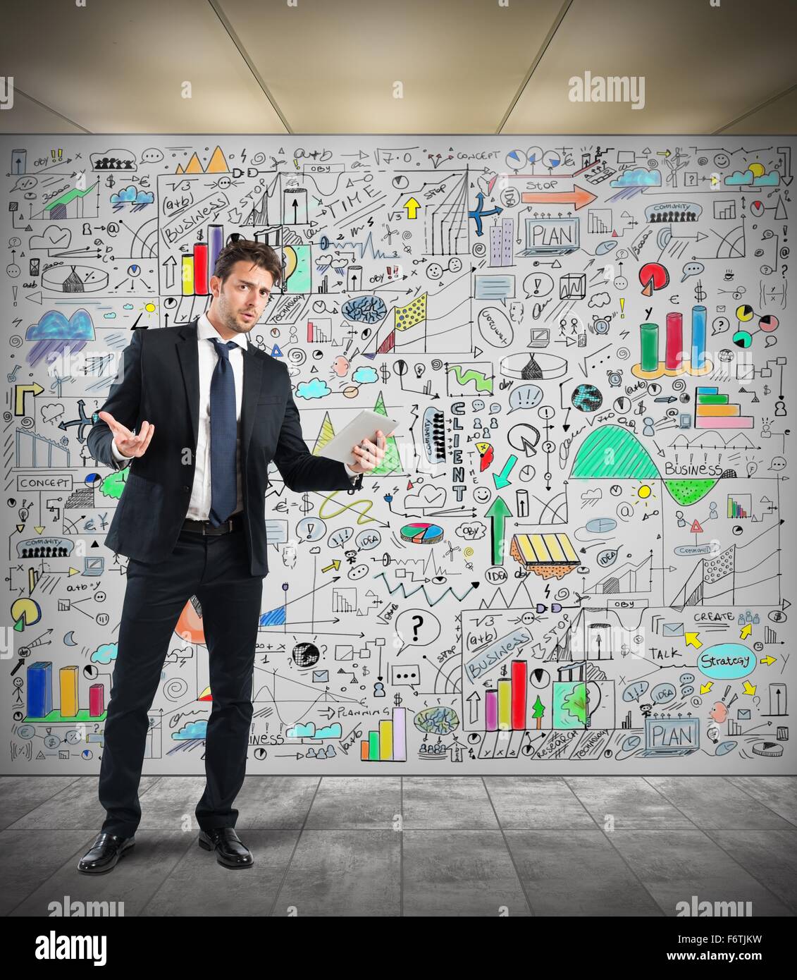 Explain analysis with tablet Stock Photo - Alamy