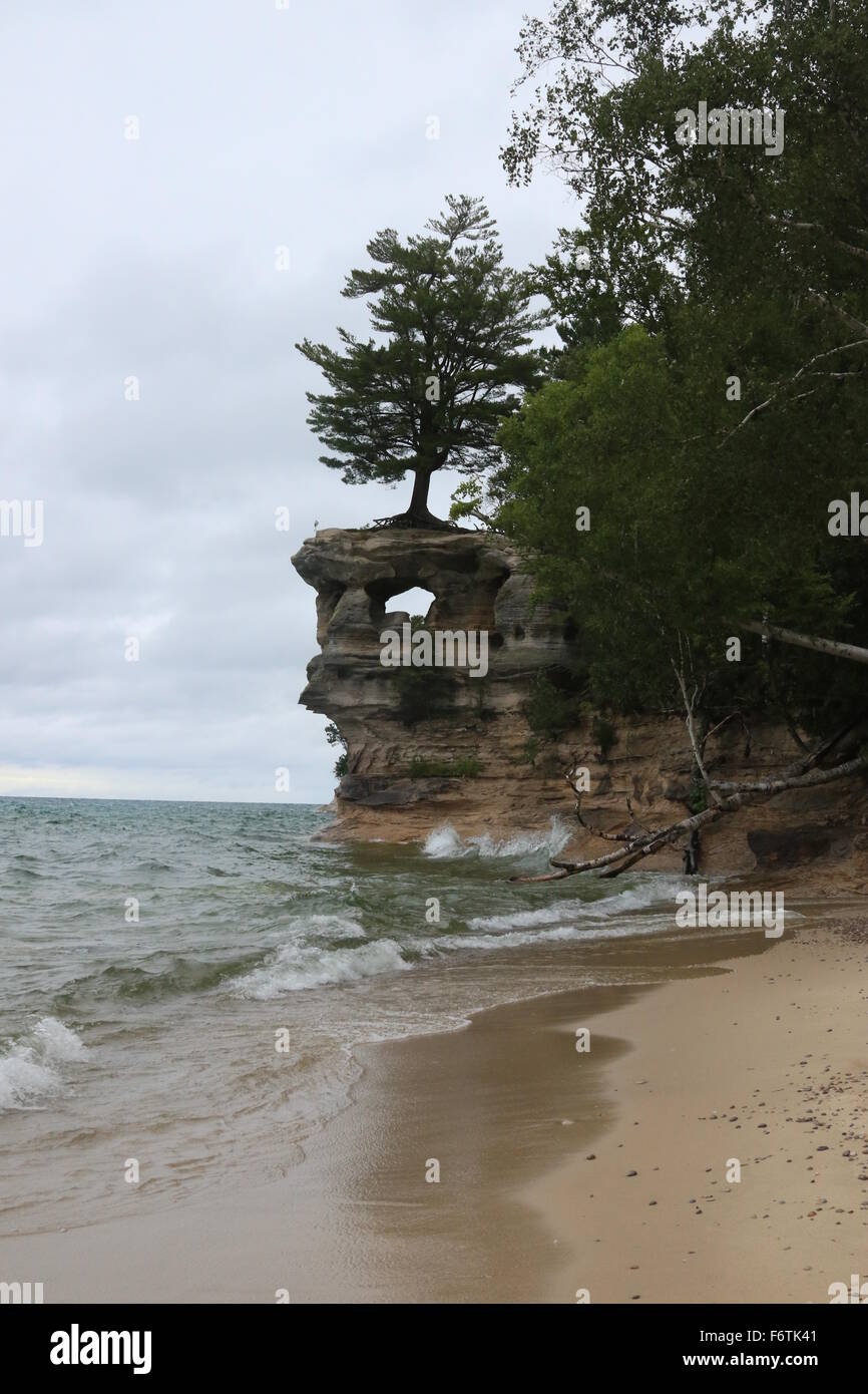 Chapel rock rock formation viewed from chapel beach along lake superior ...