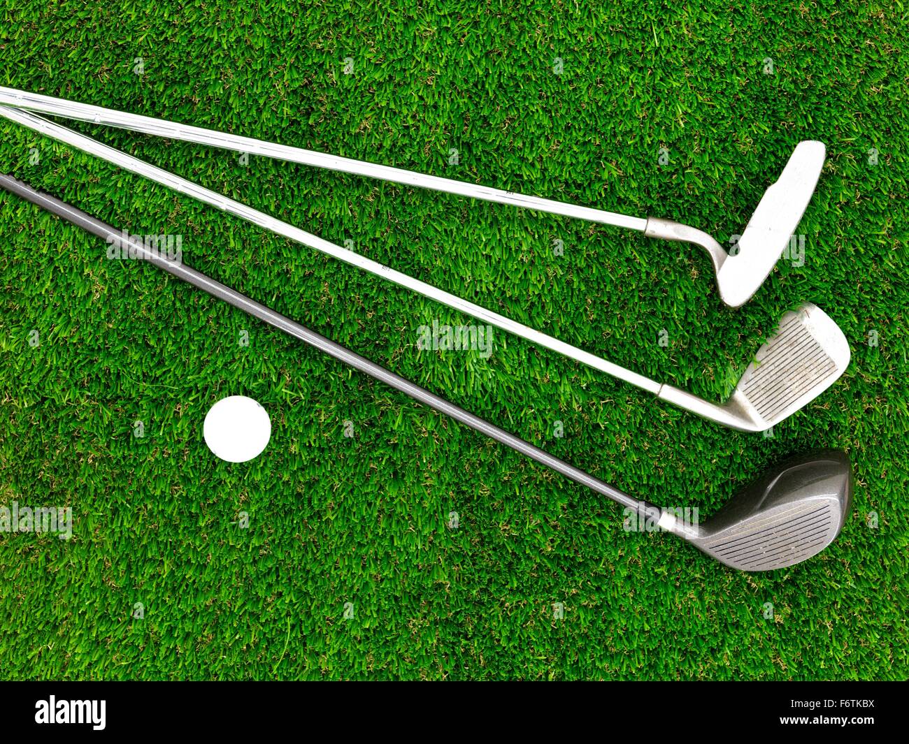 A studio photo of golfing equipment on artificial grass Stock Photo - Alamy