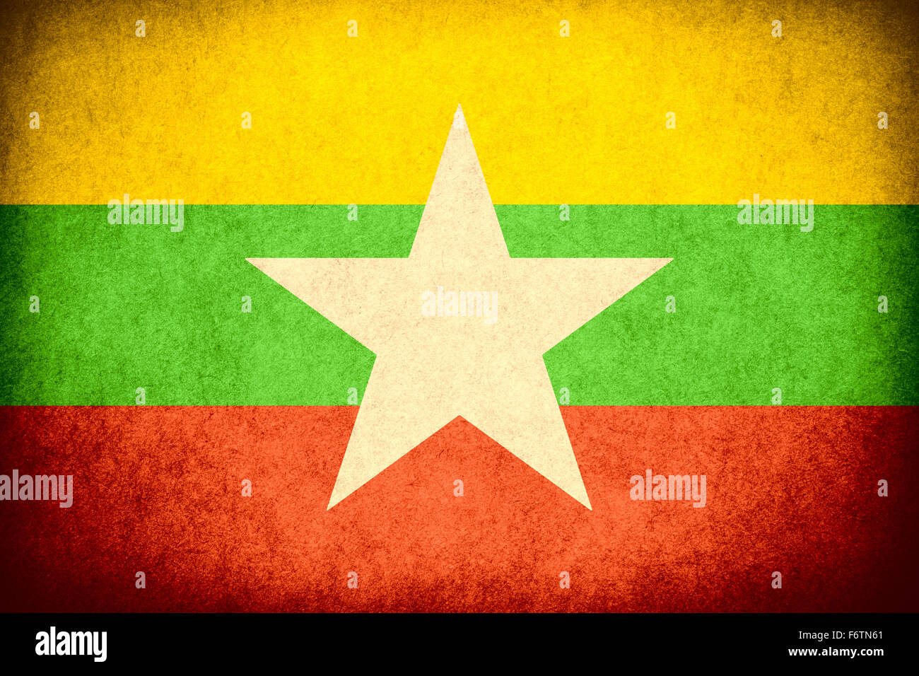 flag of Burma or Burmese banner on paper rough pattern vintage texture ...