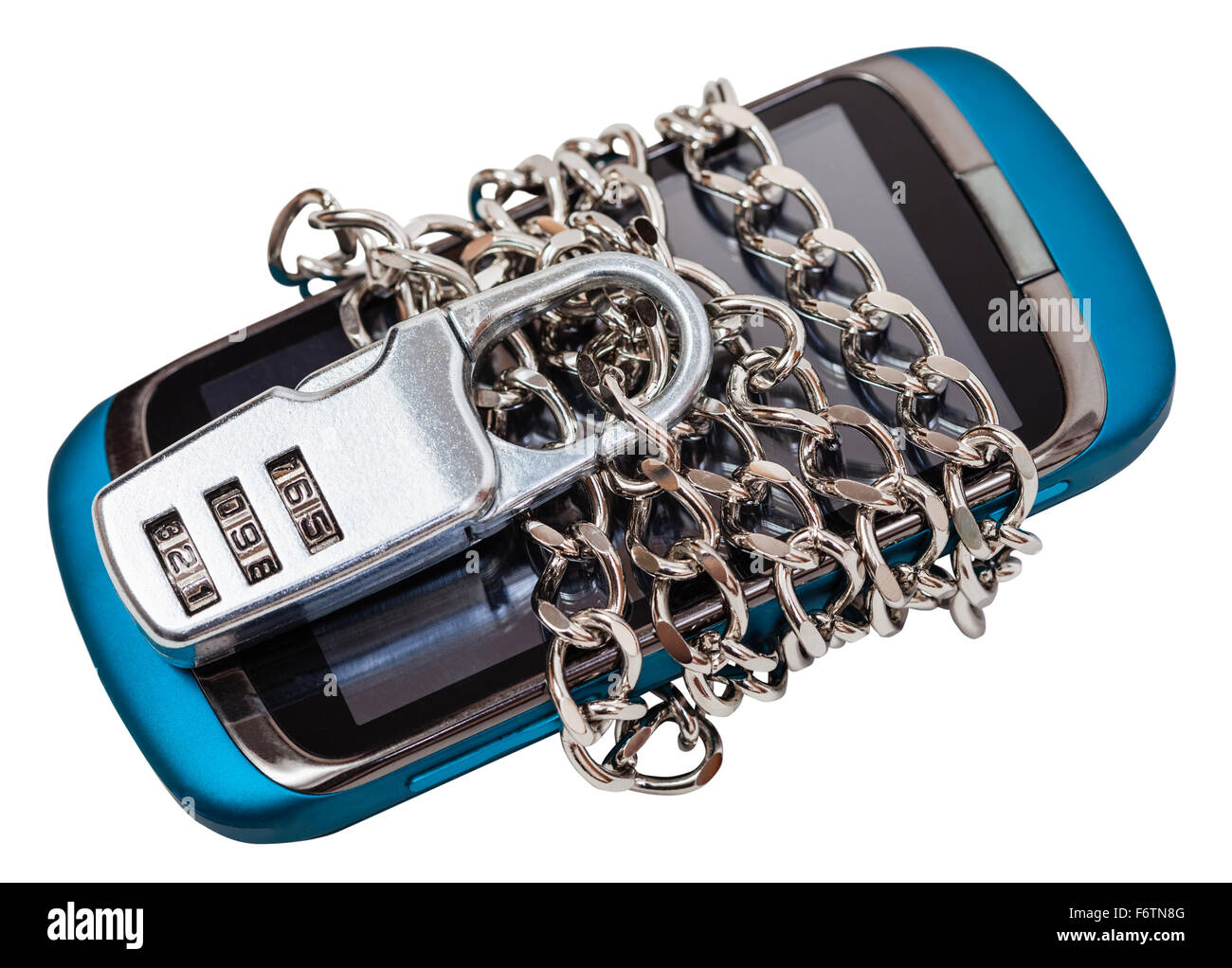 Smartphone wrapped by chain and closed by combination lock Stock Photo ...