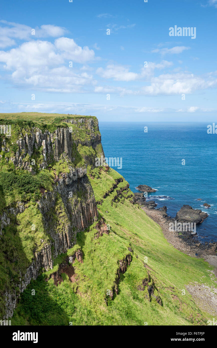 UK, Northern Ireland, County Antrim, basalt cliffs at Causeway Coast ...