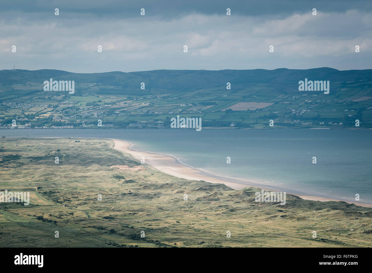 North Ireland, County Derry, View of Benone beach to Peninsula ...