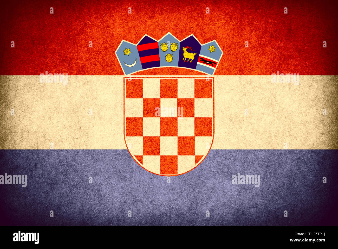 flag of Croatia or Croatian banner on paper rough pattern vintage ...