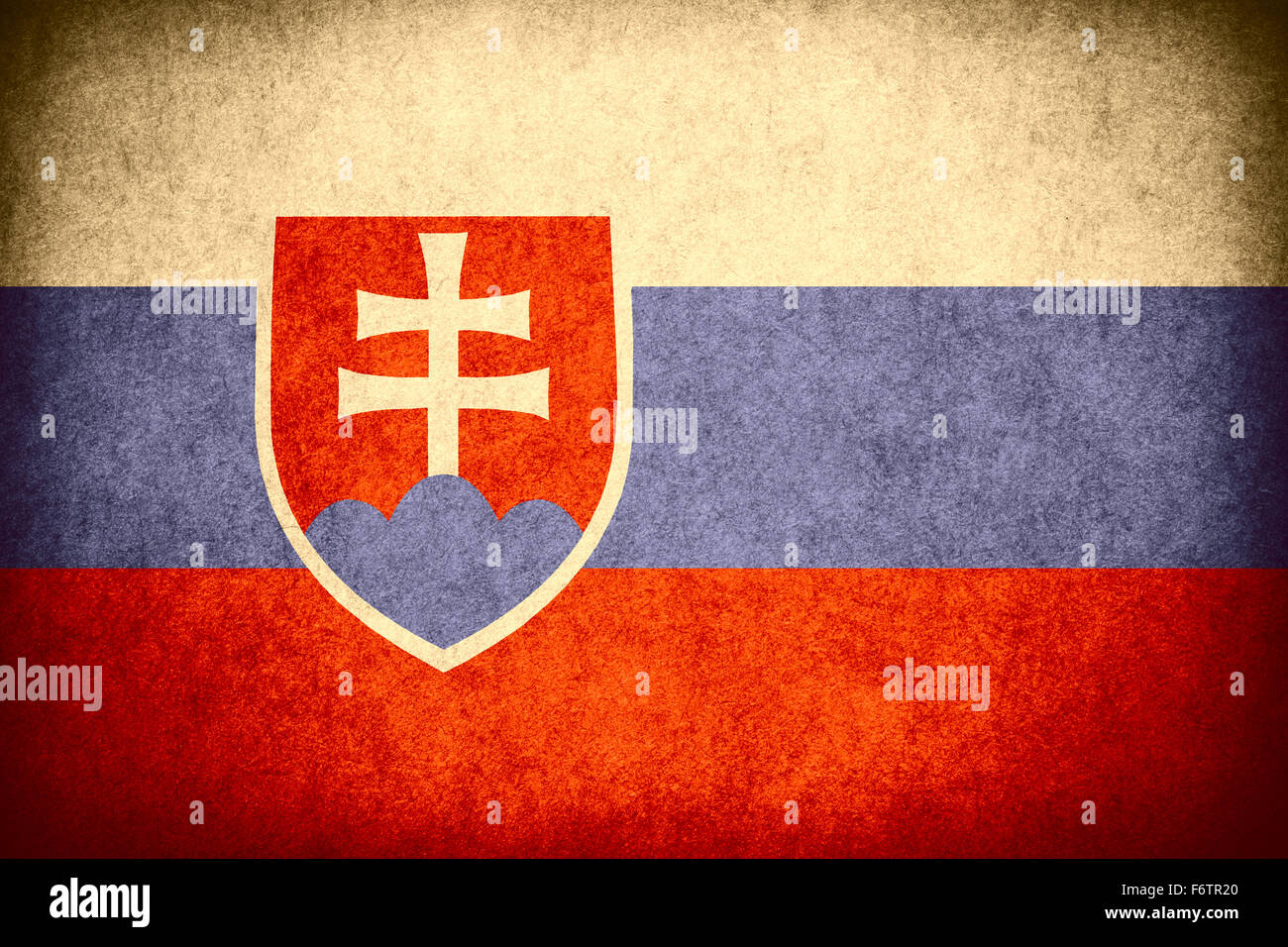 flag of Slovakia or Slovak banner on paper rough pattern vintage ...