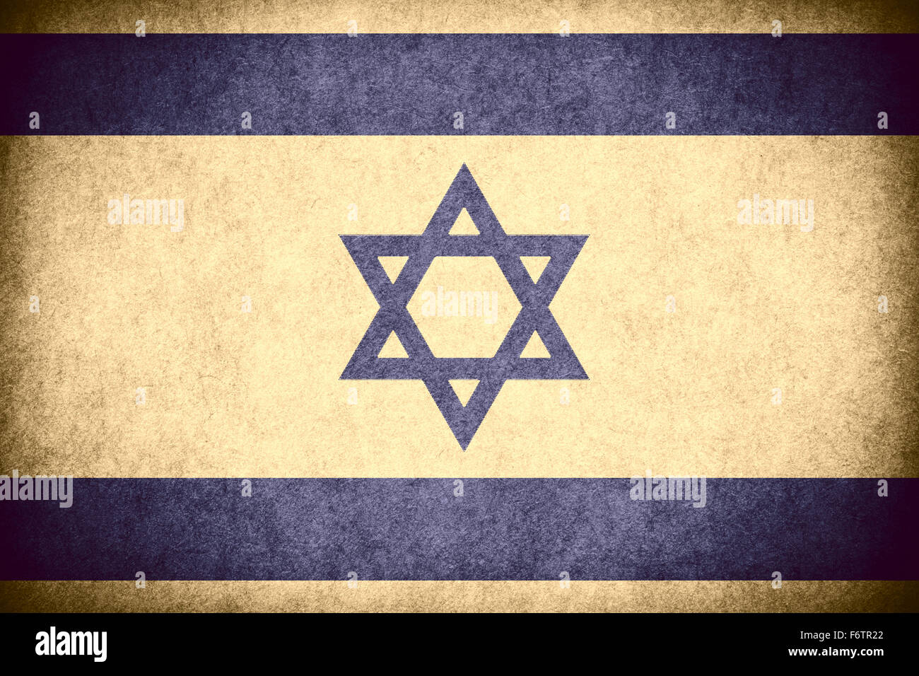flag of Israel or Israeli banner on paper rough pattern vintage texture ...