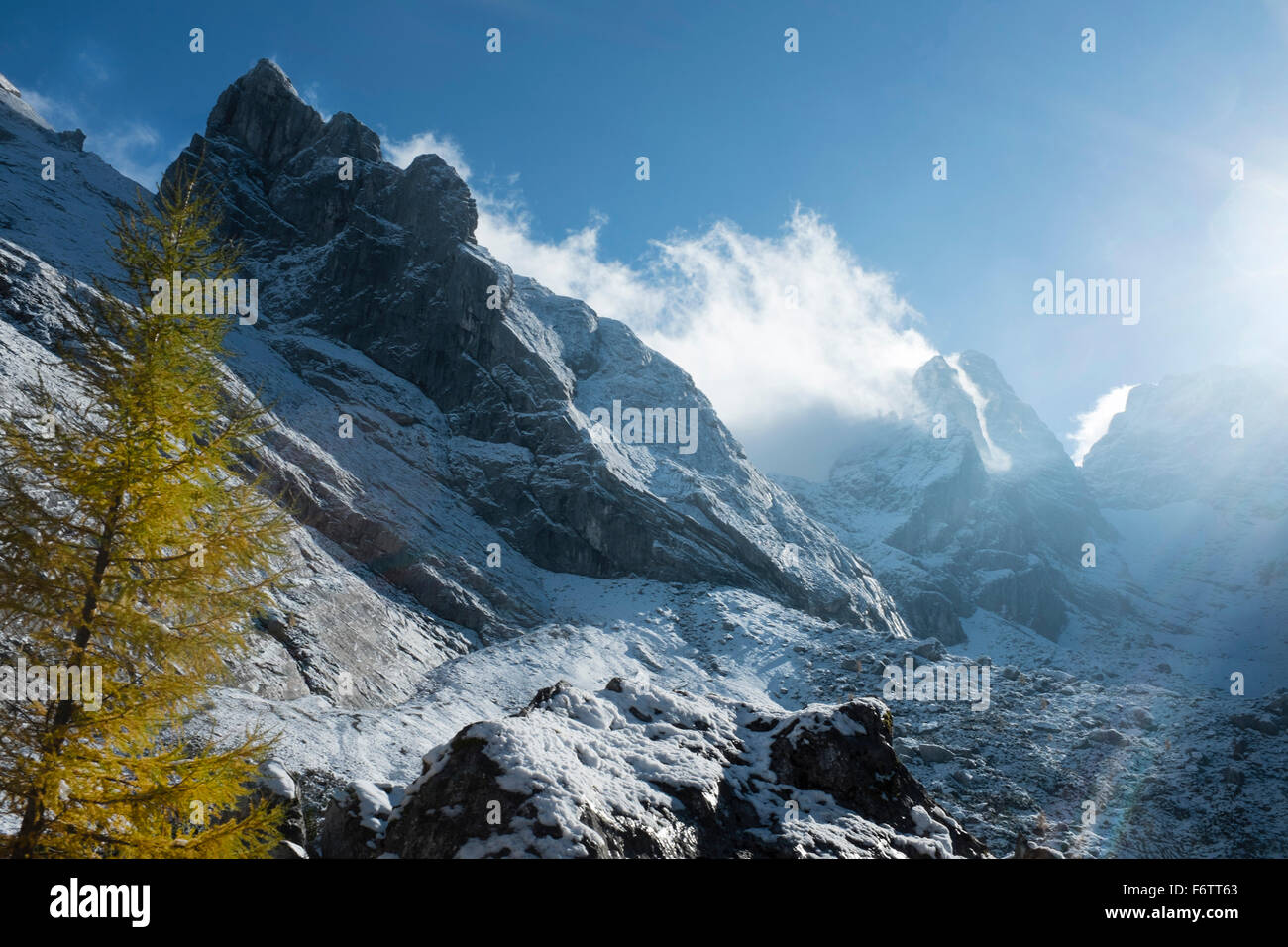 Berchtesgaden Alps, Hochkalter mountain massif in autumn Stock Photo ...