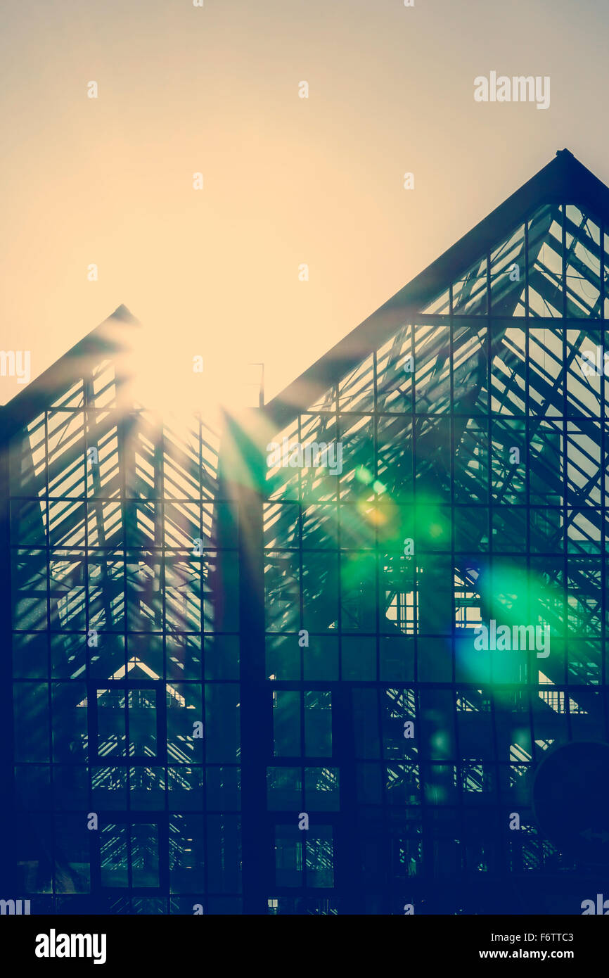 Germany, Cologne, glass construction at backlight Stock Photo - Alamy