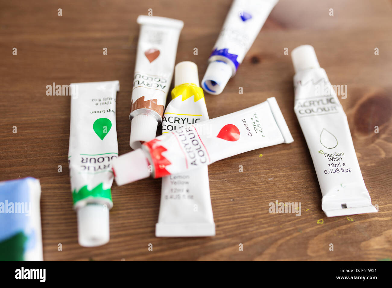 Colorful acrylic paints in tubes Stock Photo - Alamy