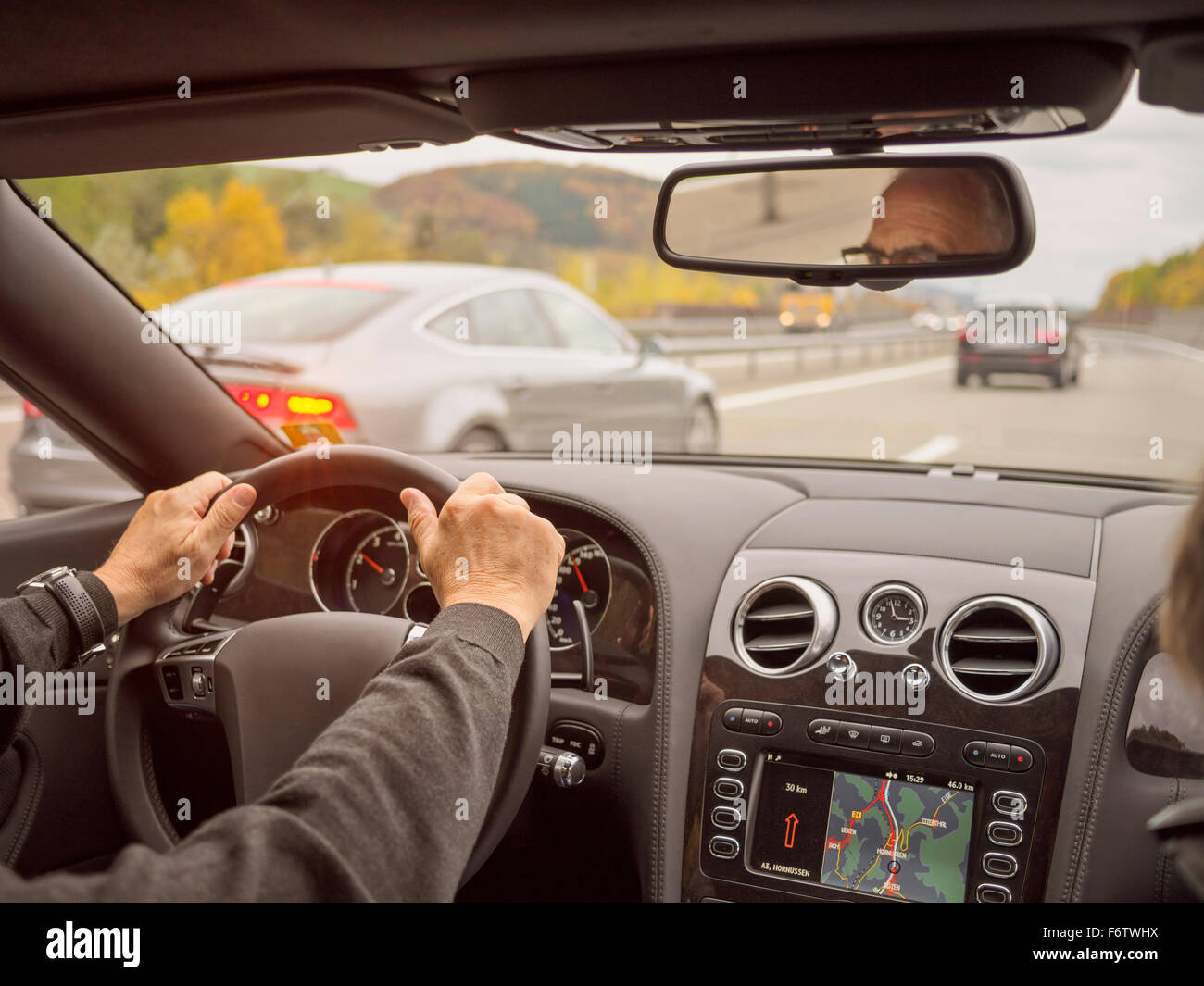 Switzerland, driving car on motorway Stock Photo - Alamy