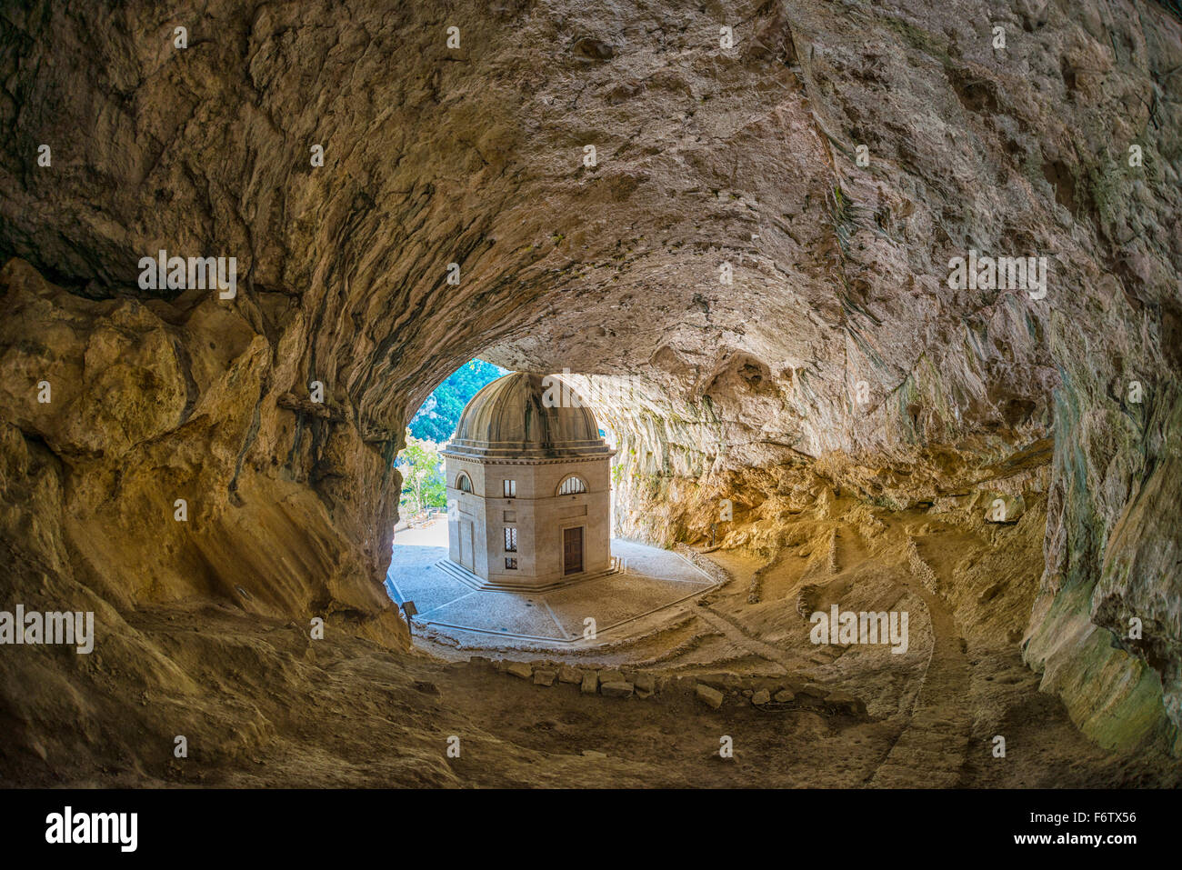 Italy, Marche district, Gola della Rossa, The Valadier church Stock ...