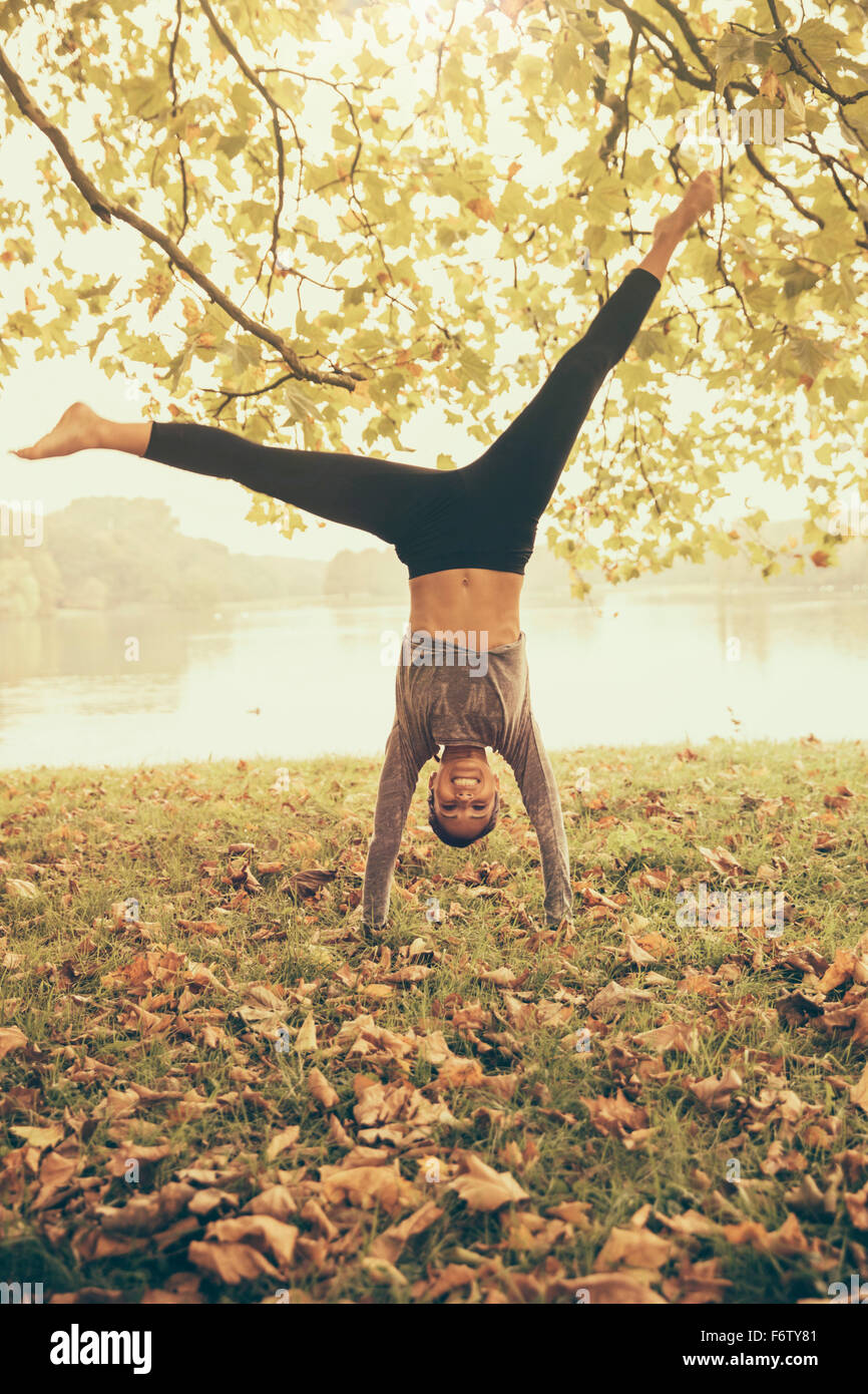 You woman doing a cartwheel hi-res stock photography and images - Alamy