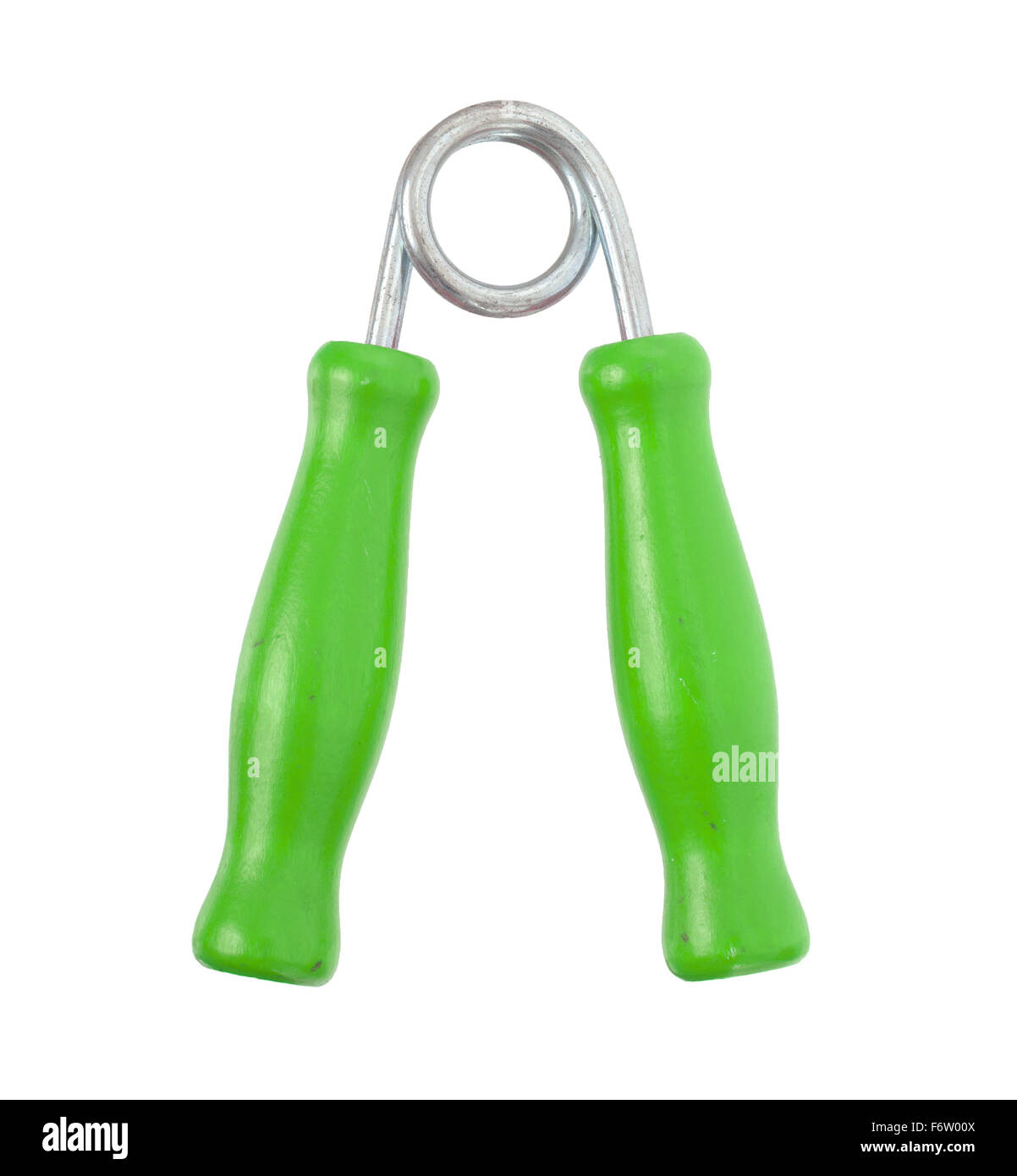 Hand grip equipment for exercise isolated on white background, green ...