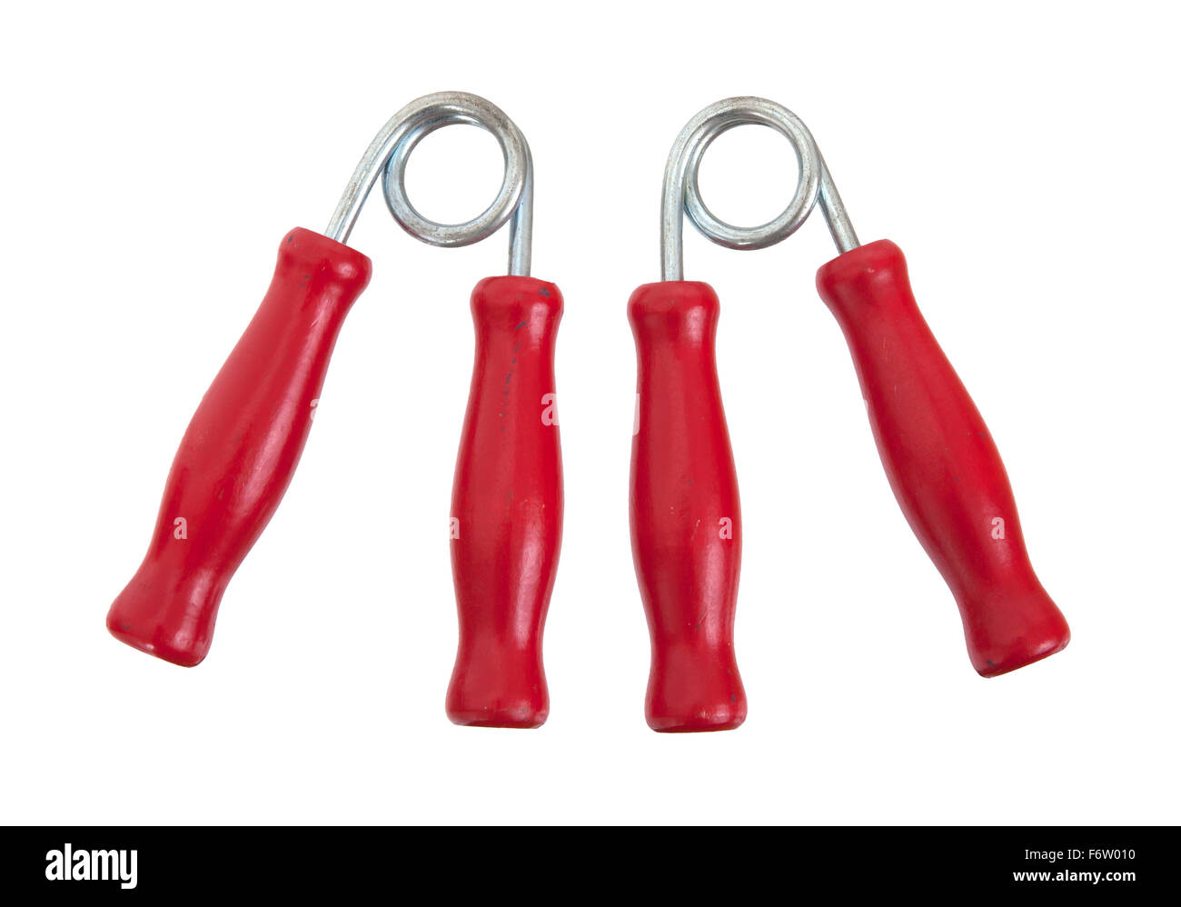 Hand grip equipment for exercise isolated on white background, red ...