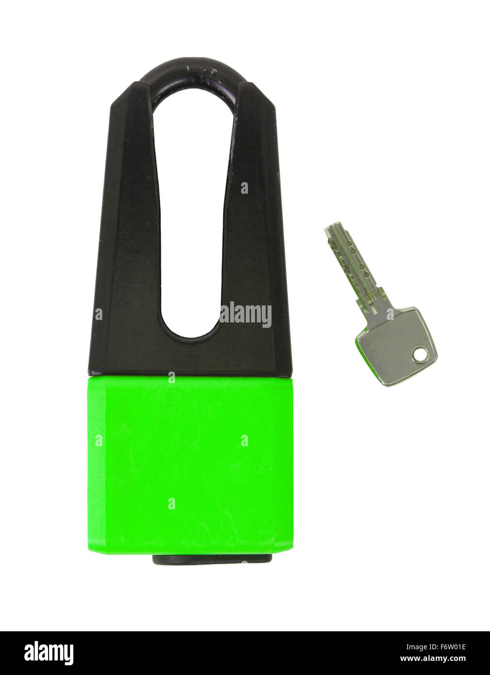 Heavy disc lock for motorcycle, isolated on white background, green ...