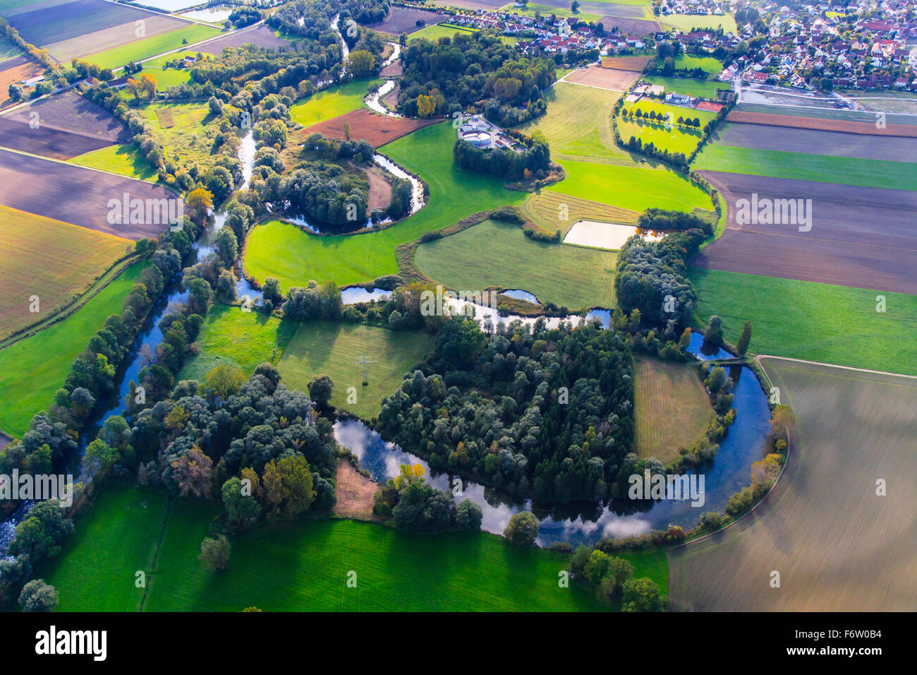 Germany, Bavaria, Hebertshausen, Amoer river and oxbow lake Stock Photo ...