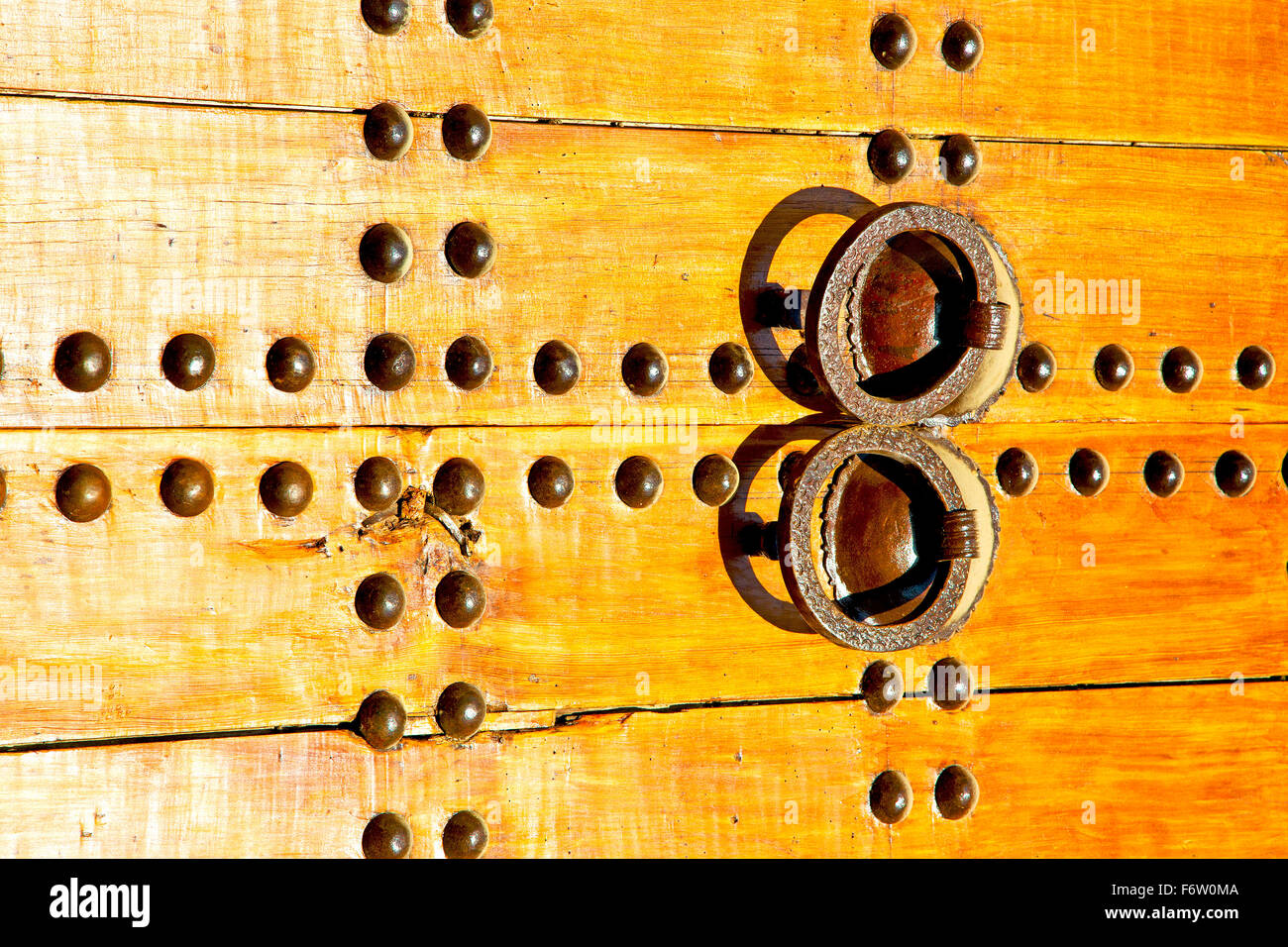brown morocco in africa the old wood facade home and rusty safe padlock ...