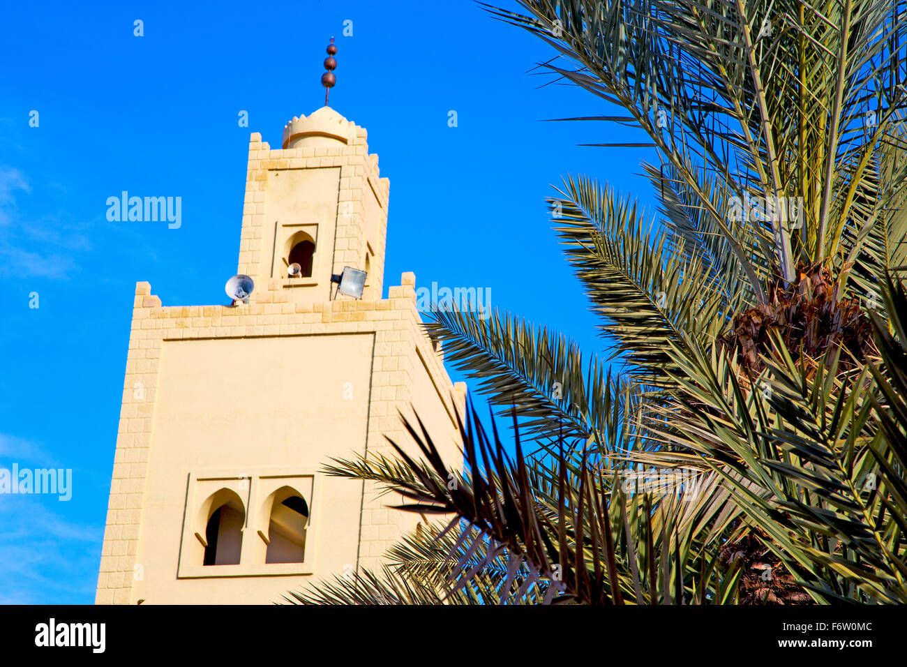 the history symbol in morocco africa minaret religion and blue sky ...