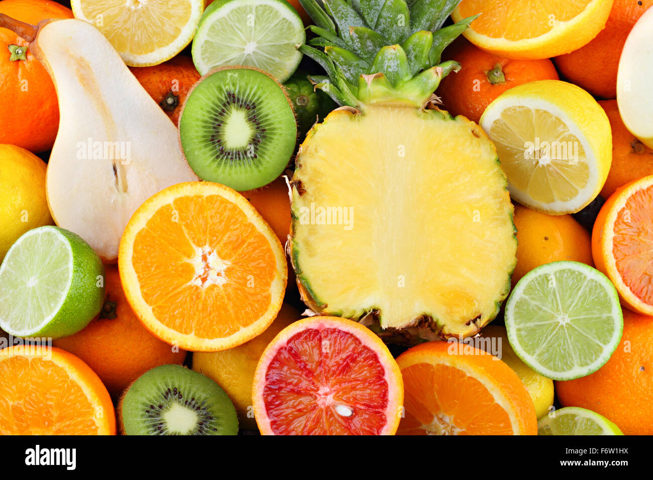 variation of sliced fruits Stock Photo - Alamy