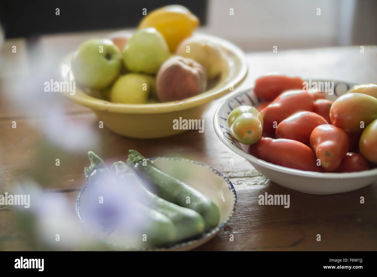 Fruit and vegetable on table Stock Photo - Alamy