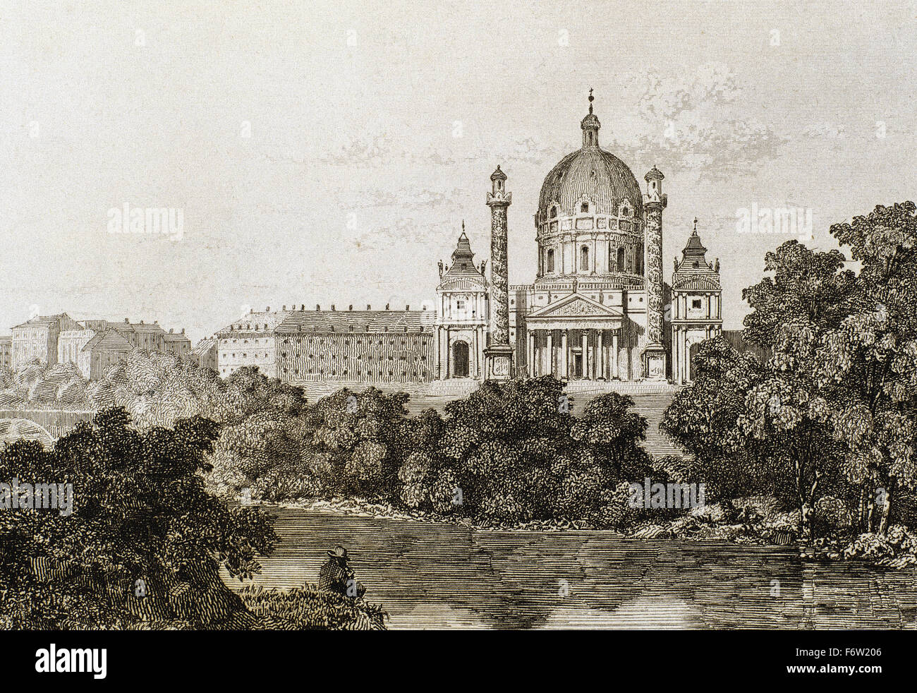 Austria. Vienna. St. Charles's Church (Karlskirche). Baroque building ...