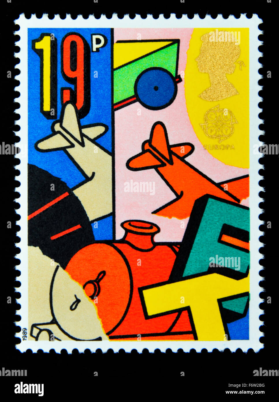 Postage stamp. Great Britain. Queen Elizabeth II. 1989. Europa. Games ...