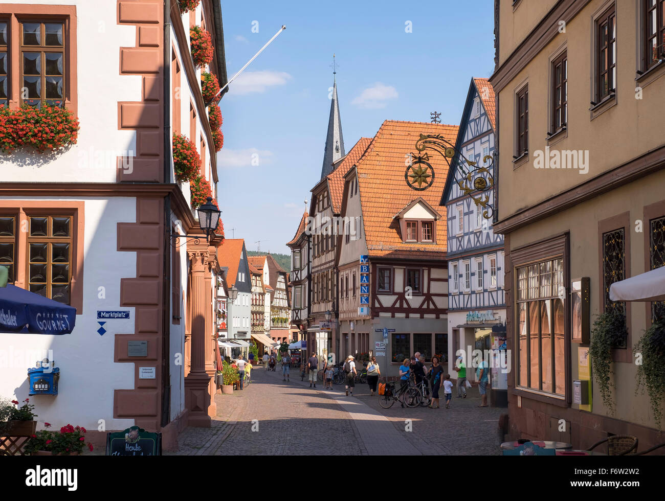 Germany, Bavaria, Lohr am Main, old town hall and market square Stock ...